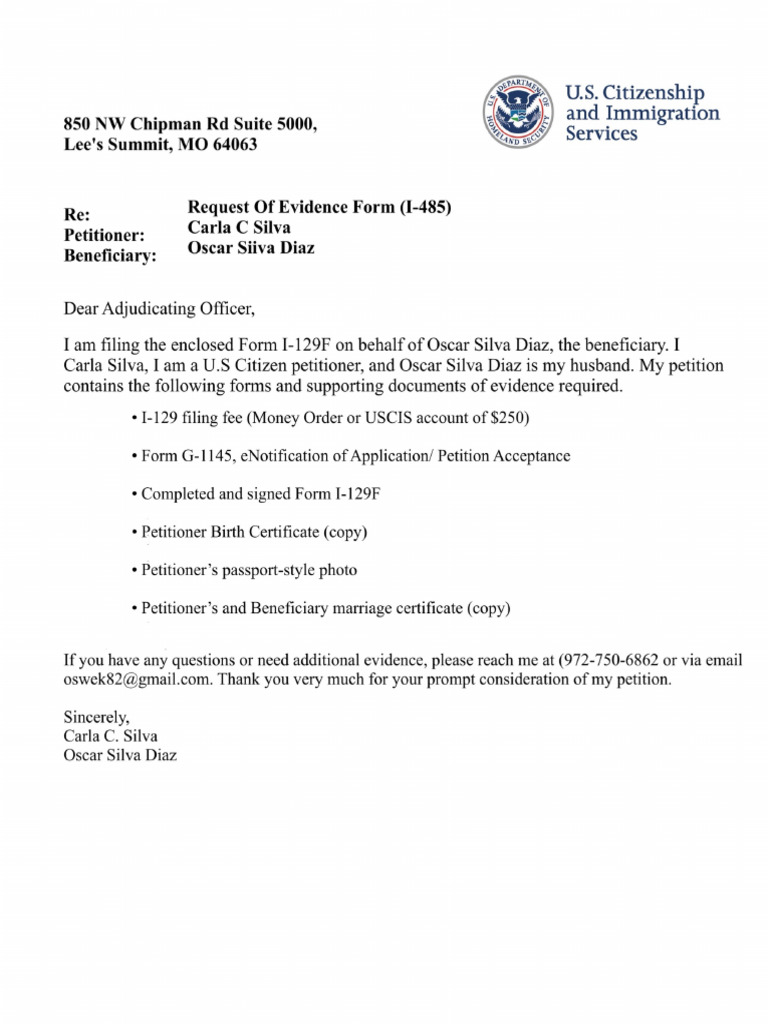 I-129F-Cover-Letter - Spouse | PDF