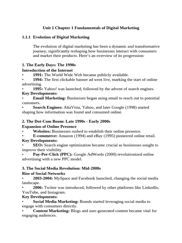 Unit 1 - Chapter - 1 - Digital Marketing | PDF | Digital Marketing ...