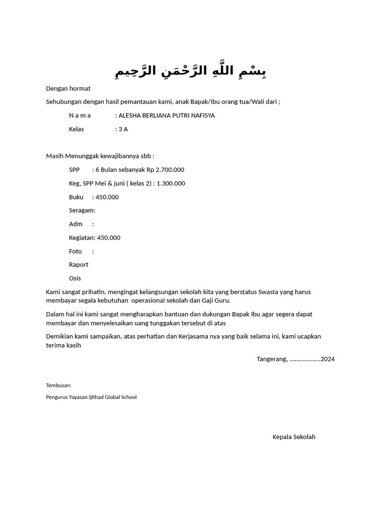 SURAT TUNGGAKAN | PDF