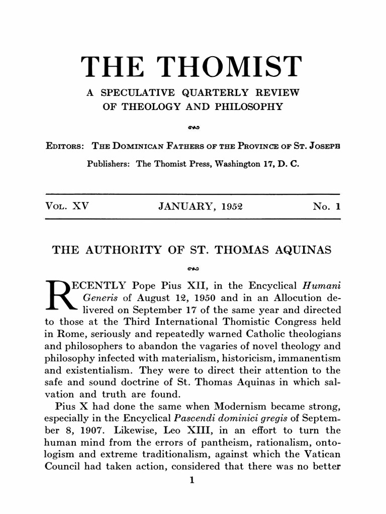 Santiago (Jacobus) Ramírez - Authority of St. Thomas | PDF | Thomas Aquinas | Thomism