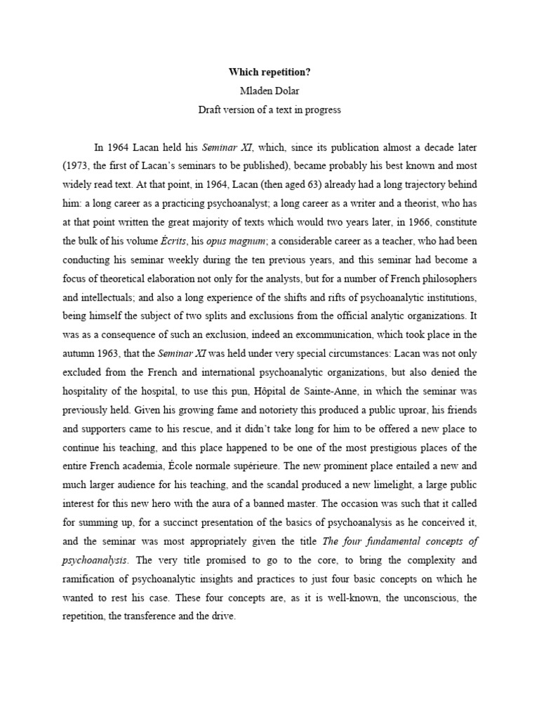 Mladen Dolar WHICH REPETITION | PDF
