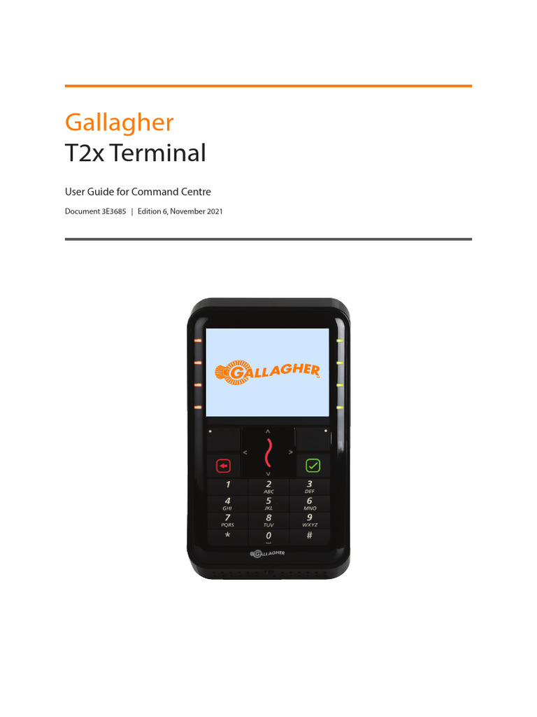 Gallagher T2x Terminal User Guide | PDF | Personal Identification Number | Menu (Computing)