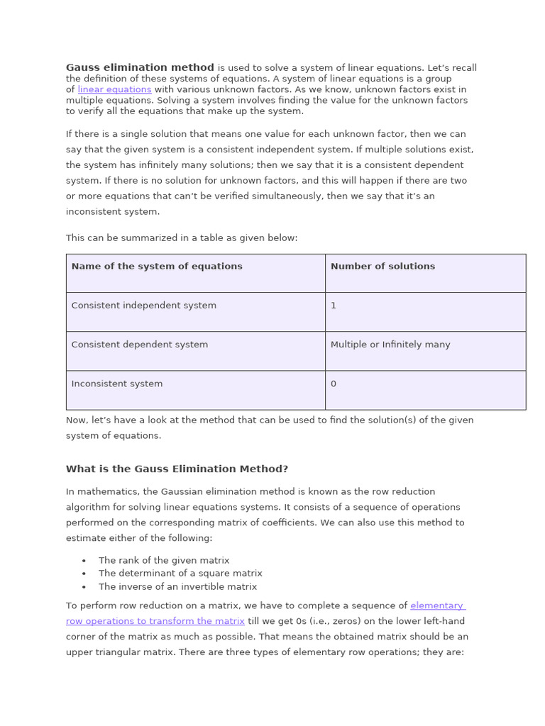 Gauss Elimination and Jorden Method (L5) | PDF | Matrix (Mathematics ...