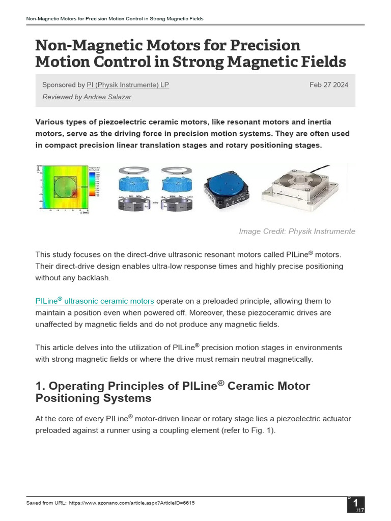 Non-Magnetic-Motors-for-Precision-Motion-Control-in-Strong-Magnetic-Fields | PDF | Magnetism ...