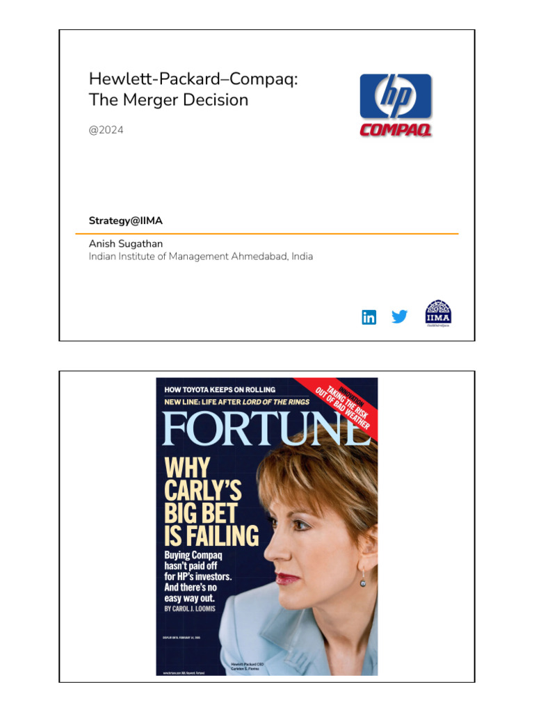 HP Compaq Handout | PDF | Hewlett Packard | Mergers And Acquisitions