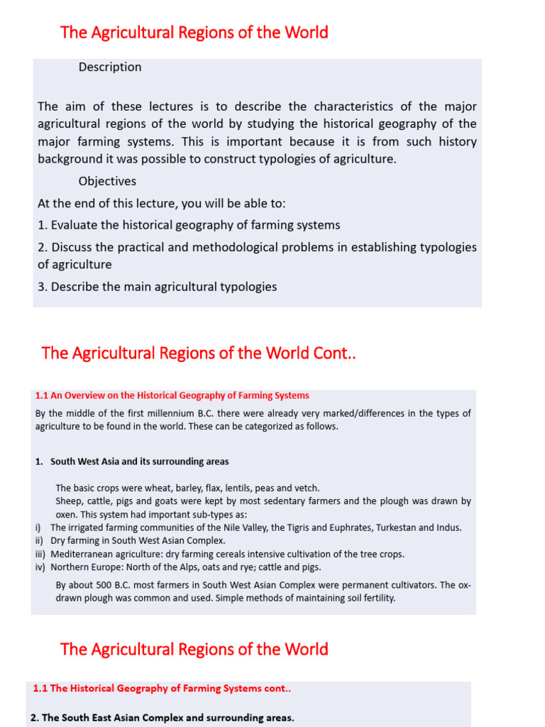 Ge 111 Notes Agric Regions - Food Production - Food Insecurity 26.12. ...