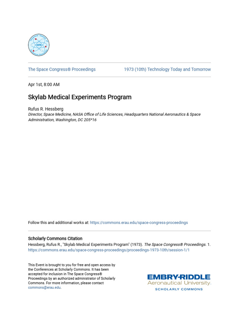 Skylab Medical Experiments Program | PDF | Apollo Program | Skylab