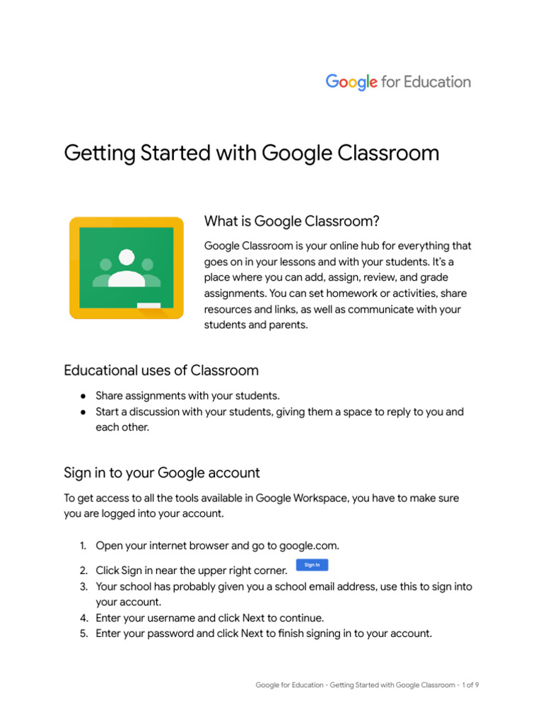 Getting Started With Google Classroom Guide | PDF | Icon (Computing) | Classroom