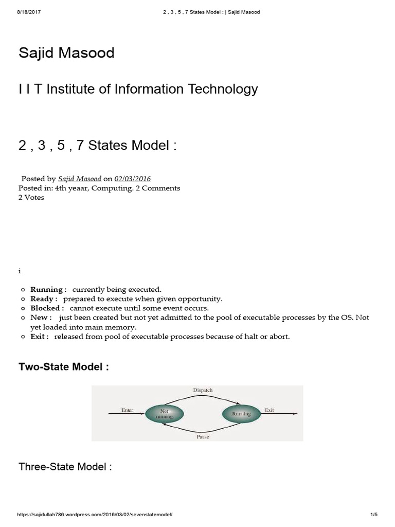 Seven State Process Model Explained | PDF | Computing | Computer ...