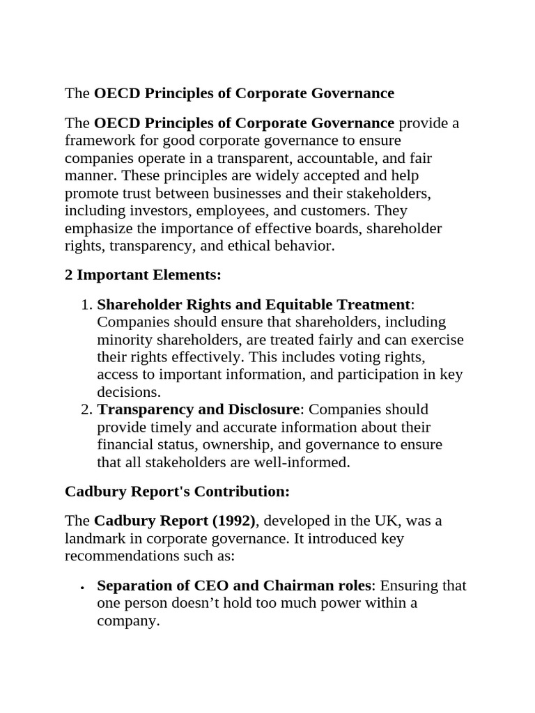 Corporate Governance Important Pointa | PDF | Internal Control | Corporate Governance