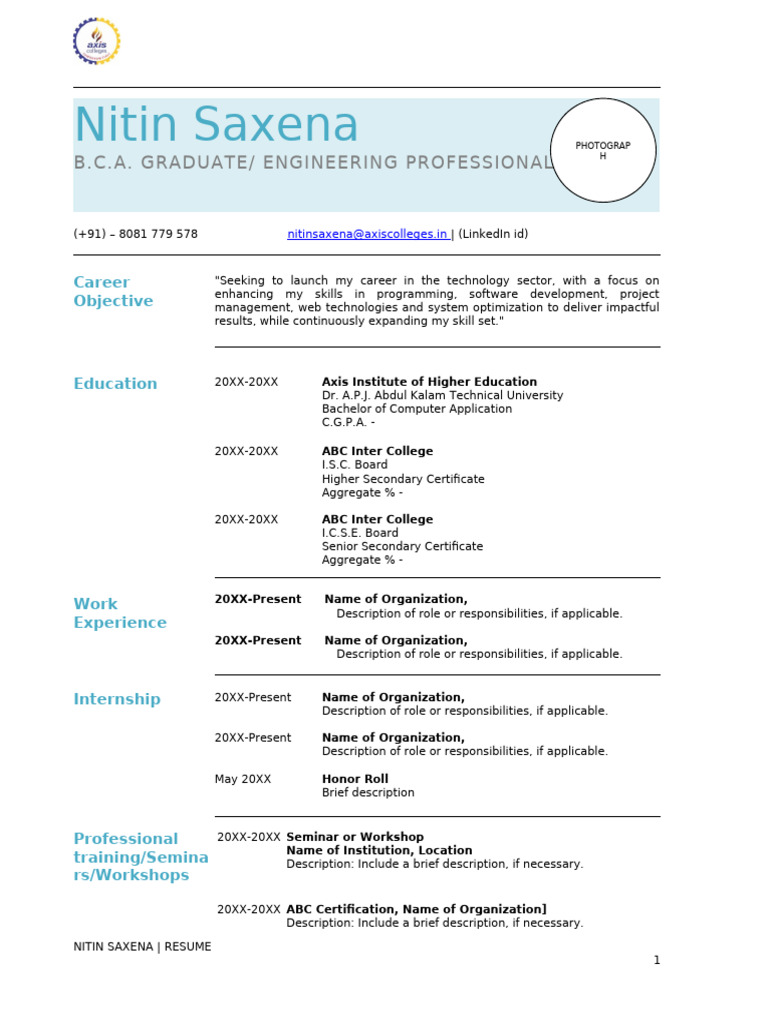 Re'Sume' Template - BCA, MCA | PDF | Computing