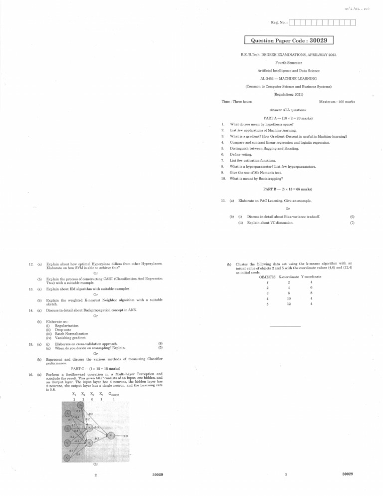 AL3451 - Machine Learning - R2021_2023 April | PDF