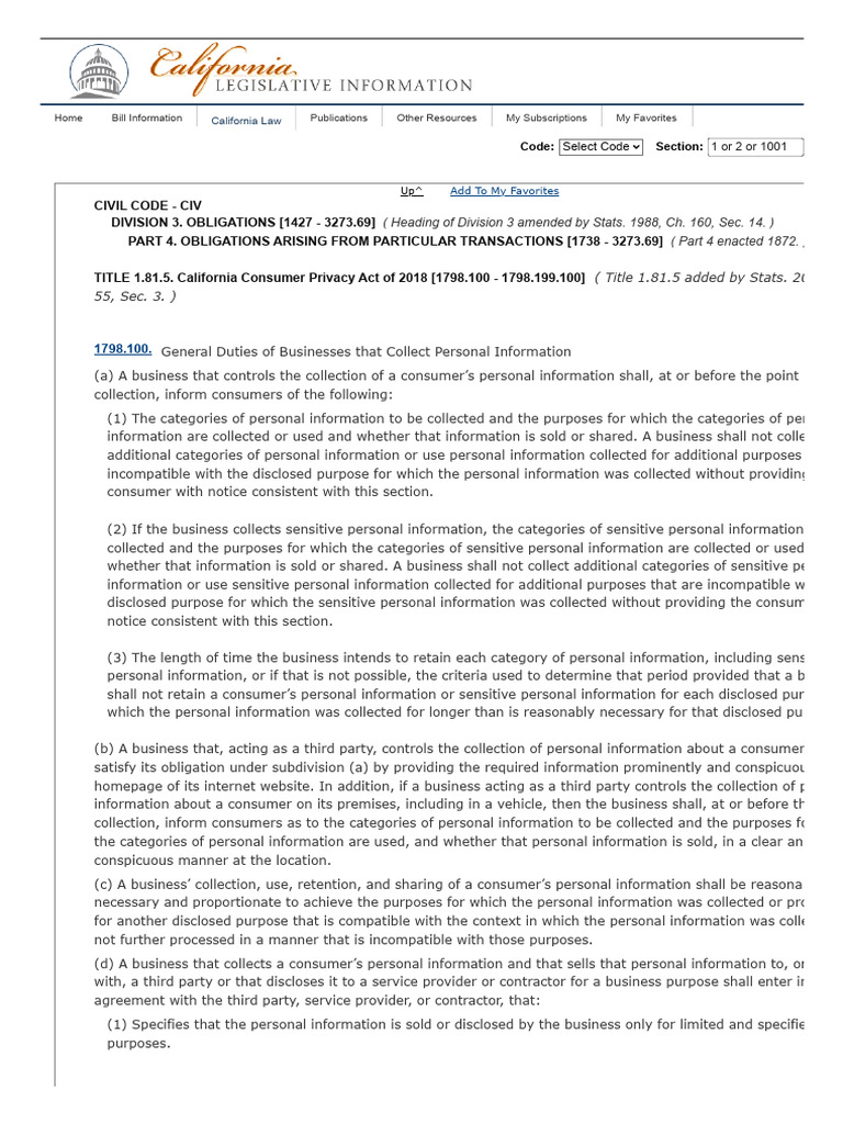 California Consumer Privacy Act | PDF | Information | Biometrics
