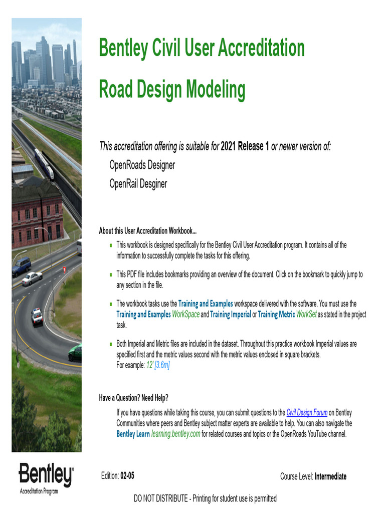 User Accreditation - Basic Road Design Modeling - OnDemand - 2021R1-02-05 | PDF | Surveying ...