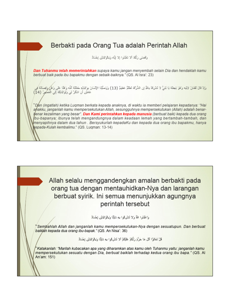 Berbakti Pada Orang Tua Adalah Perintah Allah | PDF