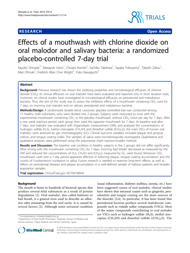 Effects of A Mouthwash With Chlorine Dioxide On Oral Malodor and ...