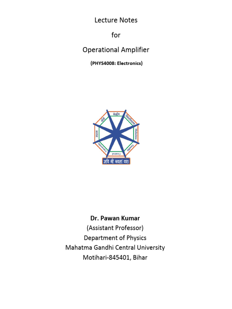 Lecture Notes For Operational Amplifier | PDF