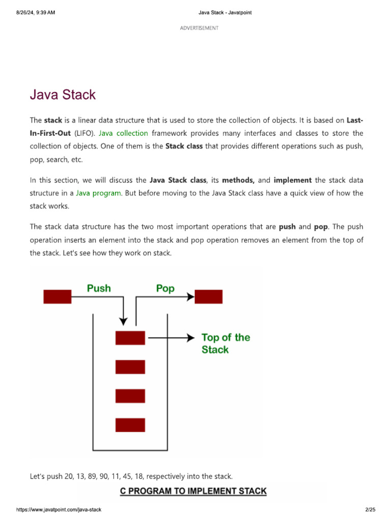 Stack-In Java | PDF