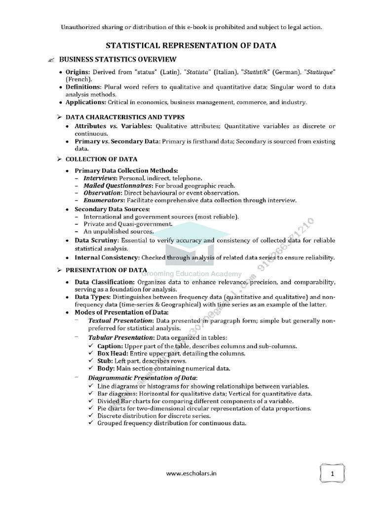 Statistical Description of Data Concepts | PDF