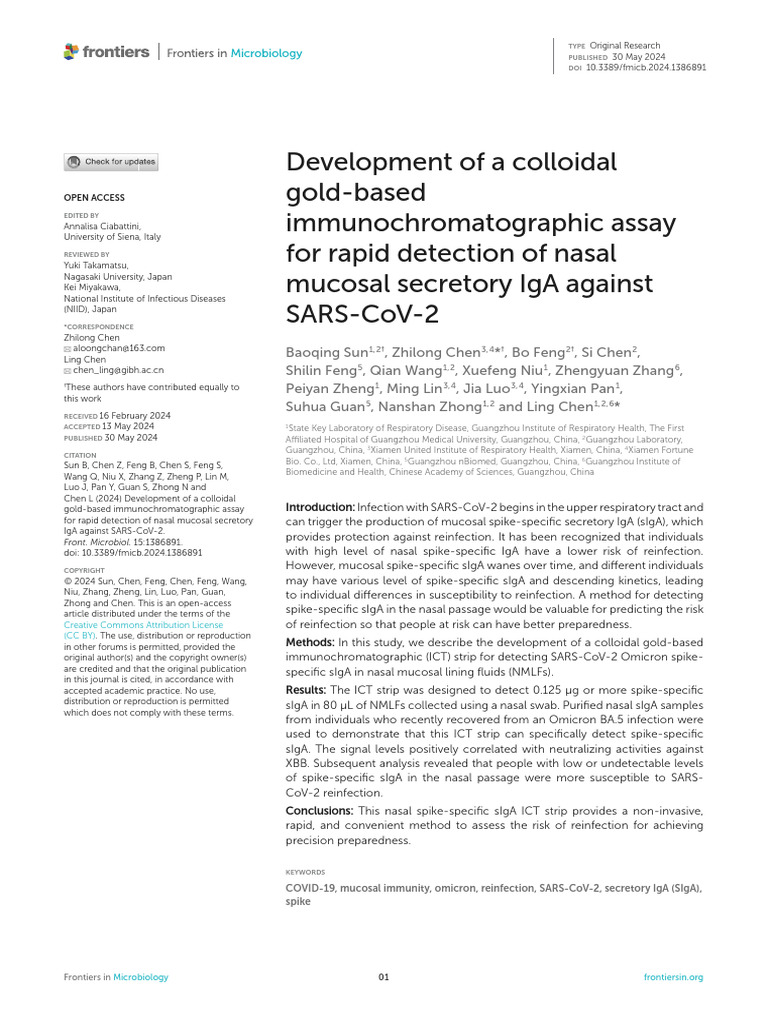 Development of A Colloidal Gold-Based Immunochromatographic Assay For ...