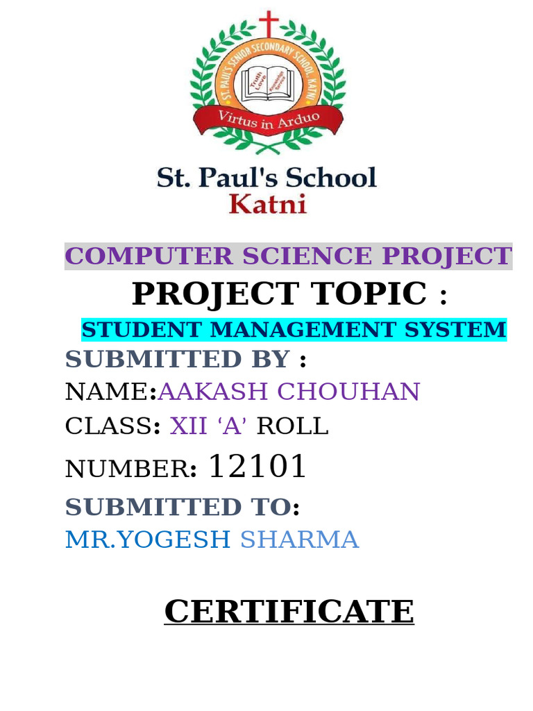 Student Management System Project Report | PDF | Sql | Databases