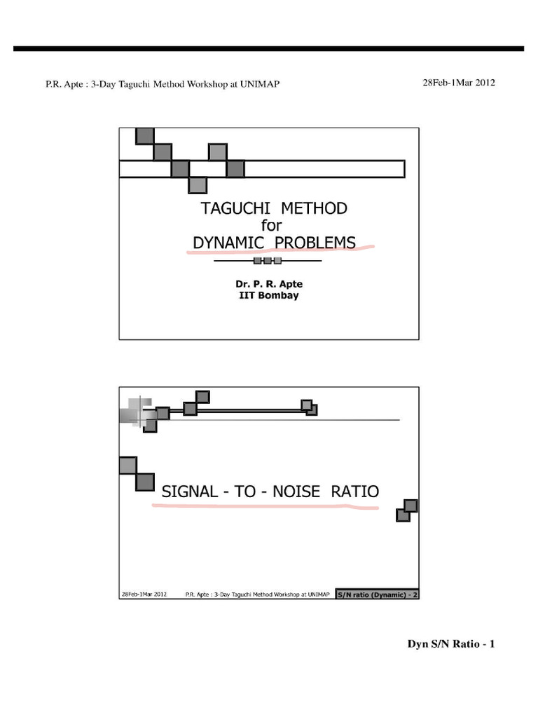 Taguchi DOE For Dynamic Problem | PDF