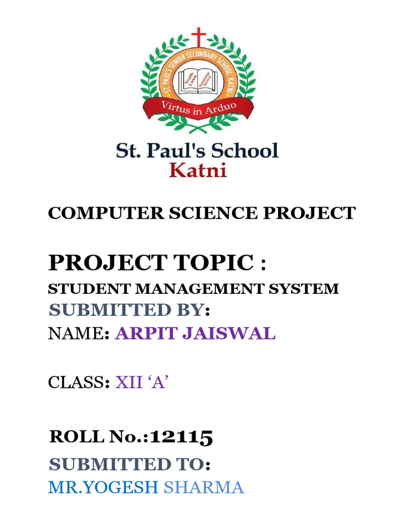 Cs Project Arpit | PDF | Sql | Databases