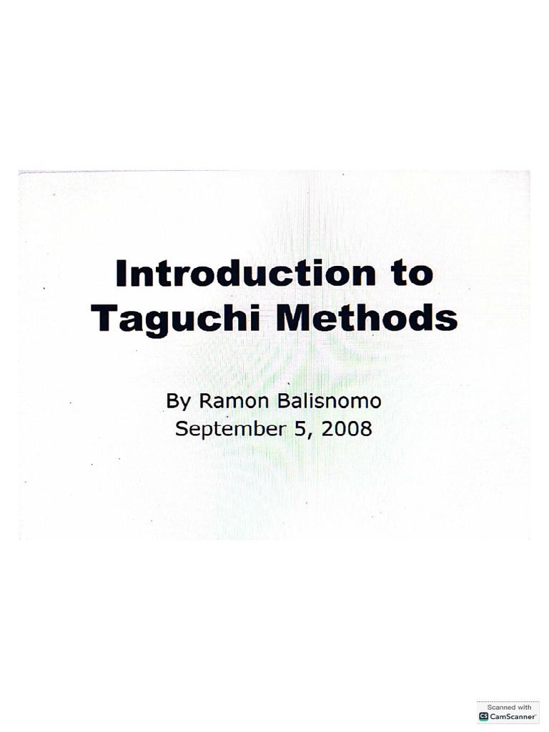 Taguchi DOE Introduction | PDF