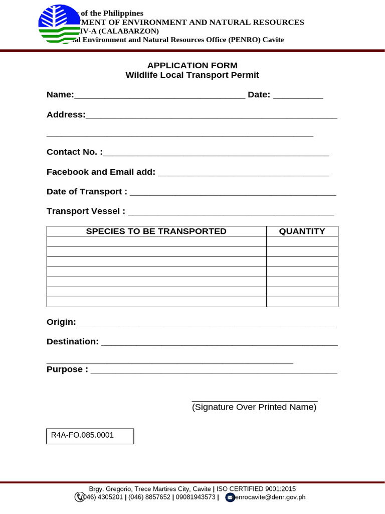 Application Form For Local Transport Permit 2024 | PDF