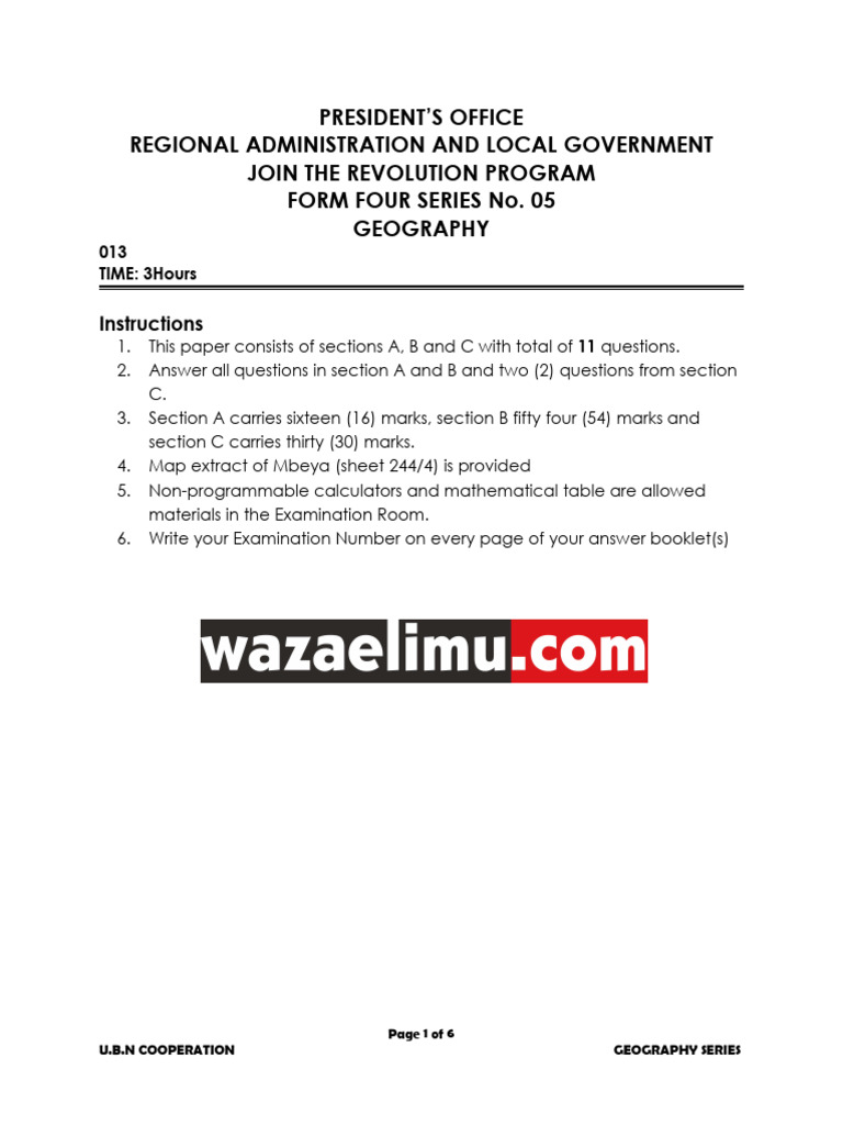 f4 Geography Isese Series 5 | PDF | Rock (Geology) | Contour Line