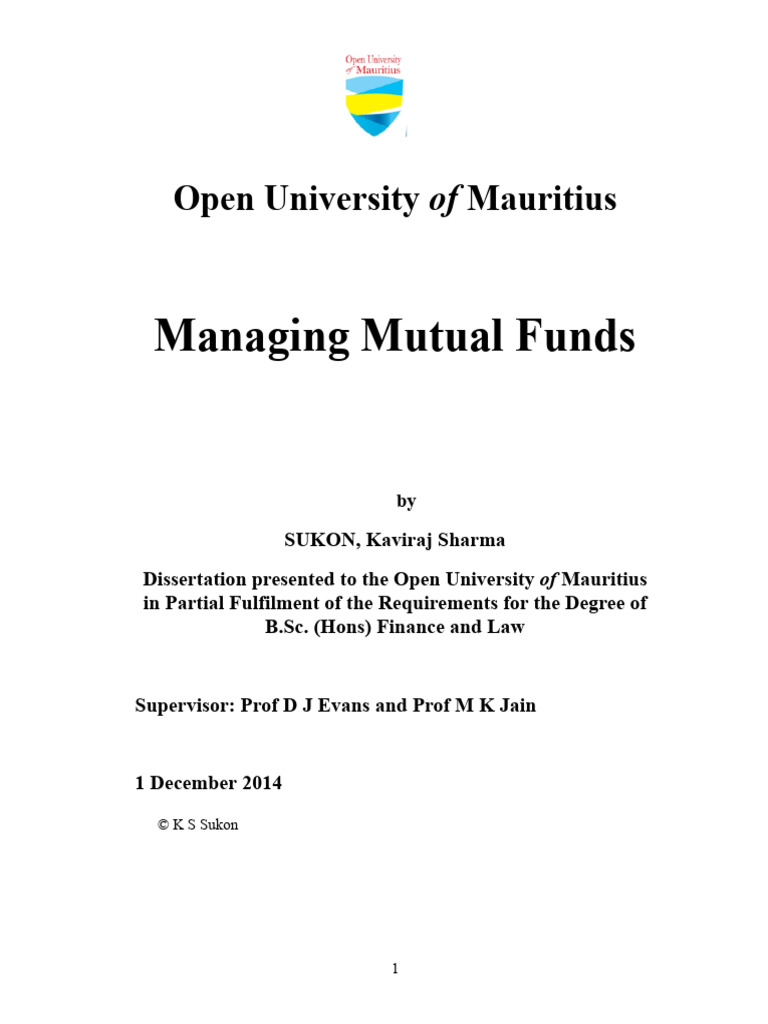 sample dissertation C | PDF | Capital Asset Pricing Model | Investment Fund