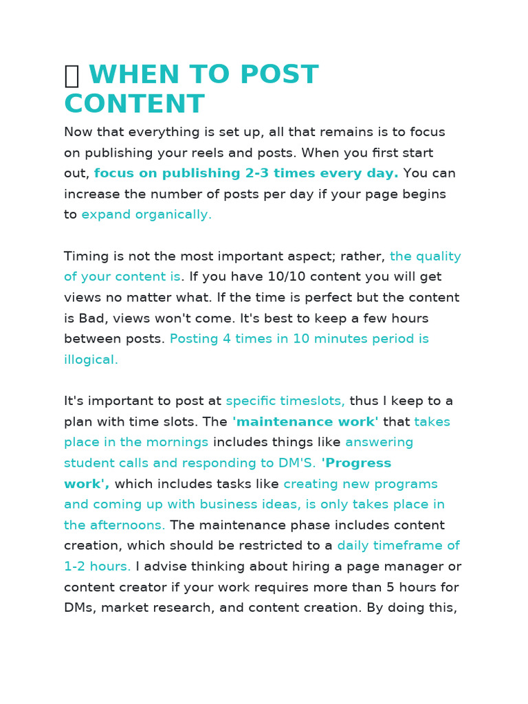 Chapter 3 When to Post Your Content on Instagram | PDF