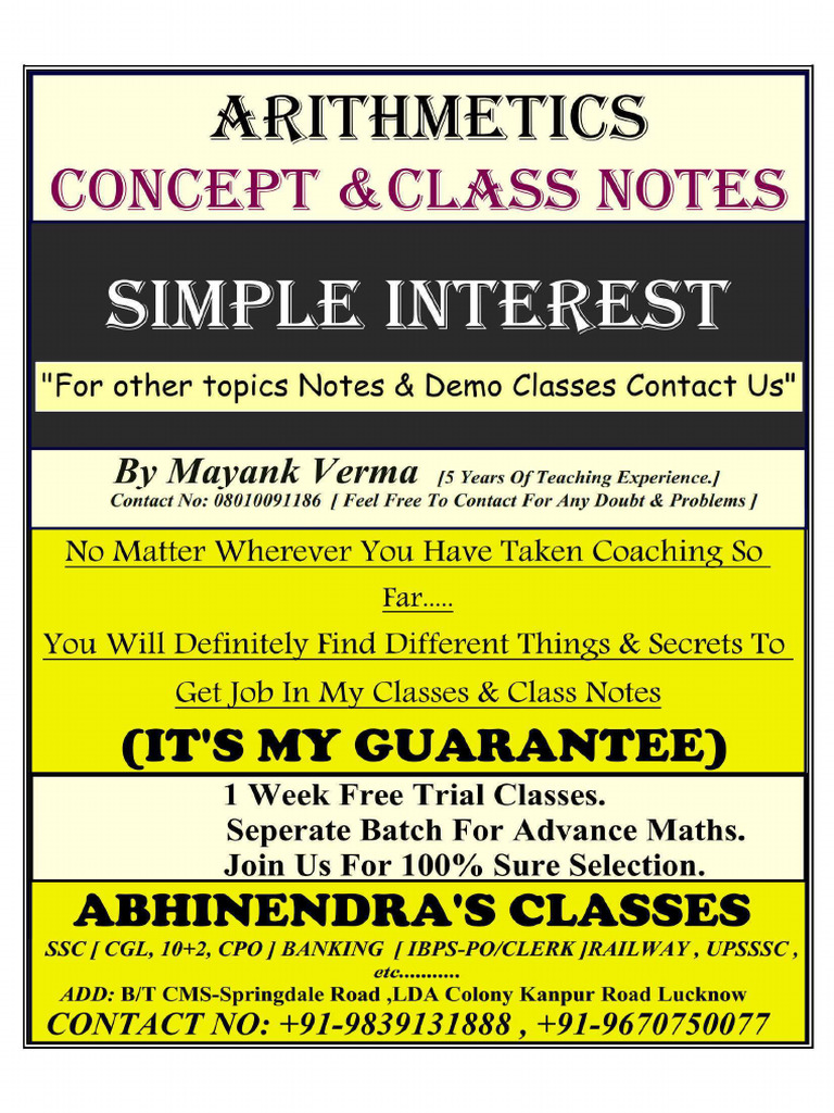 79. Simple Interest by Mayank Verma | PDF