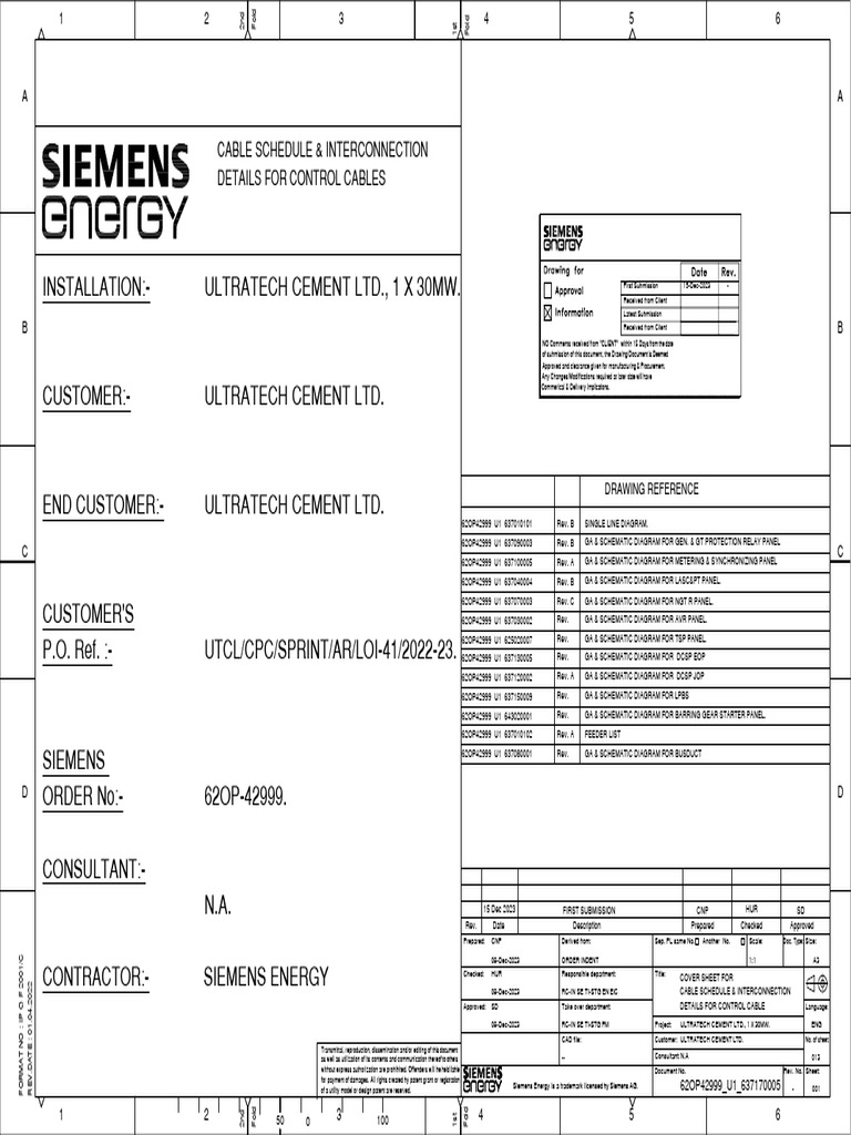 Control Cable Schedule | PDF