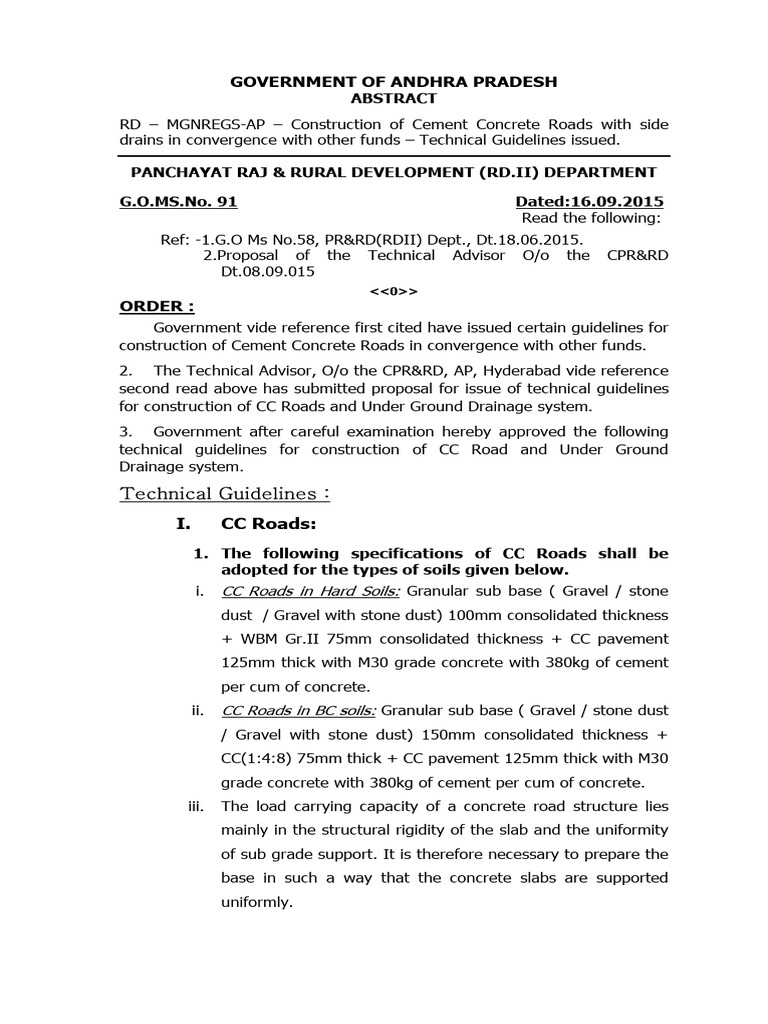 CC Roads Tecnical 2015PR MS91 (2) | PDF | Concrete | Road