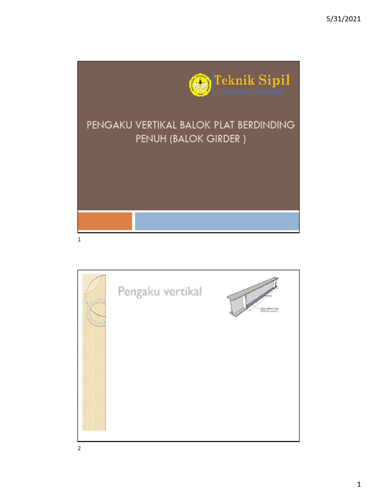 Gelagar Baja (Plate Girder) - Pengaku Vertikal | PDF