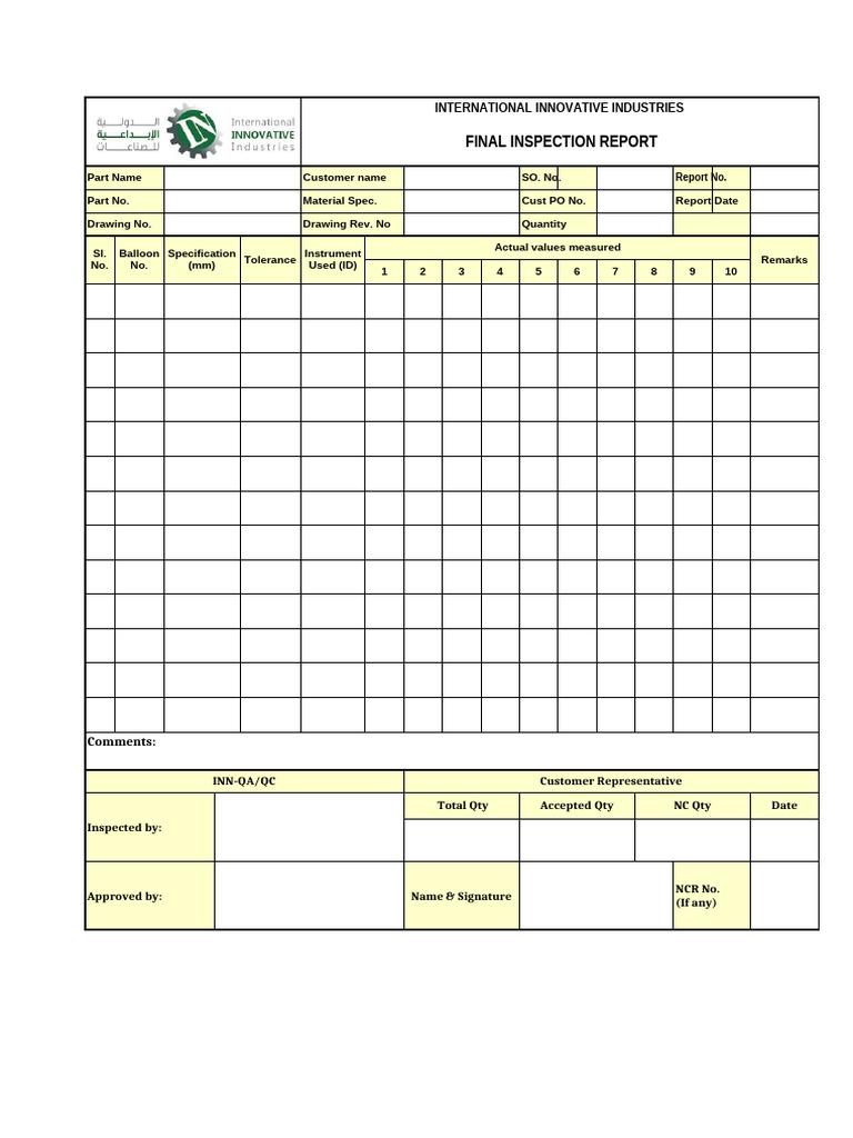 QC FR 07 Final Inspection Report | PDF