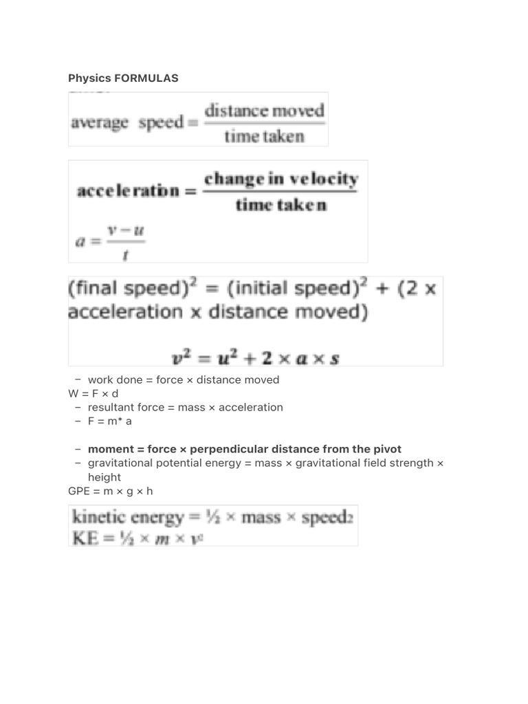 Physics Formulas and Units Guide | PDF