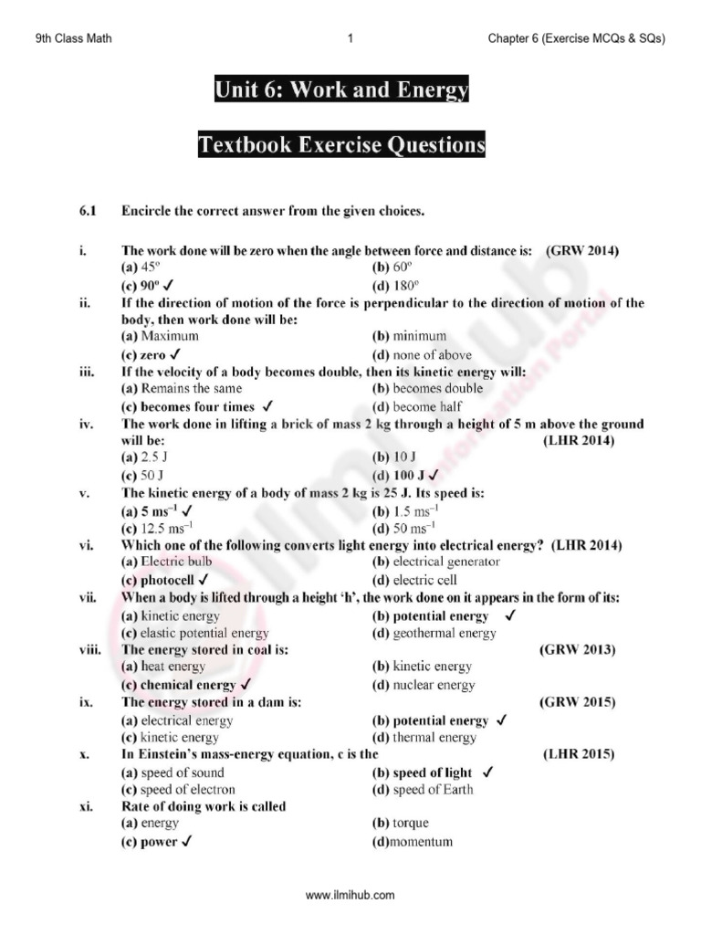 9th Phy Chap 6 Exercise MCQs & SQs_page-0001 (3 files merged) | PDF