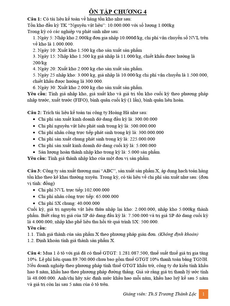 ÔN TẬP CHƯƠNG 4-NLKT | PDF