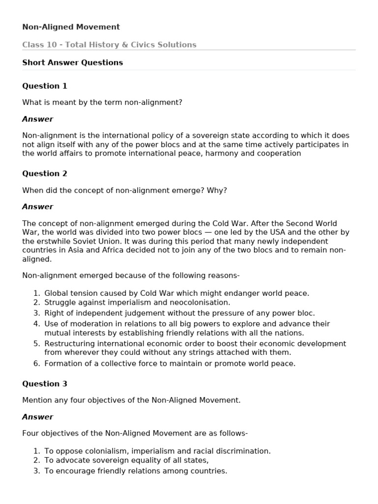 15 the Non Allignment Movement | PDF | Non Aligned Movement ...