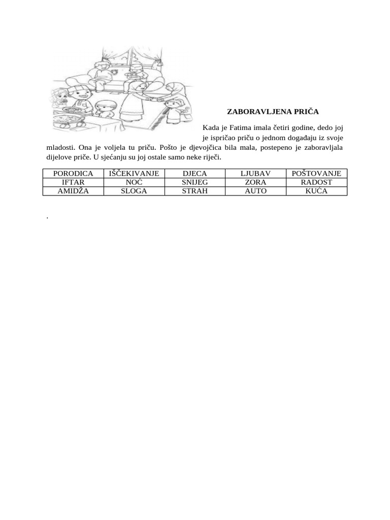 ZABORAVLJENA PRIČA, nastavni listić | PDF