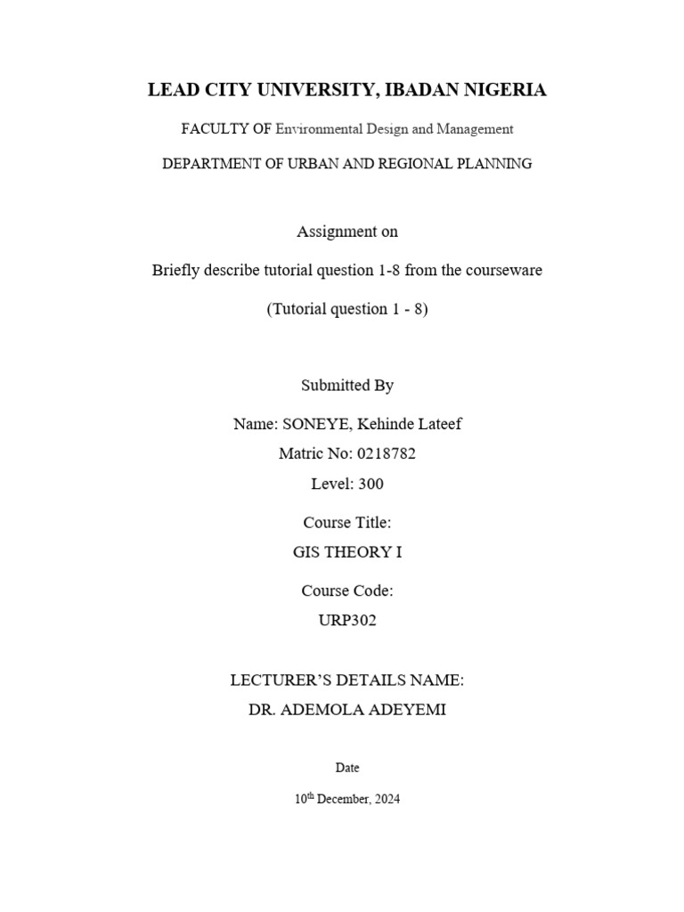 Gis Assignment | PDF | Geographic Information System | Spatial Analysis