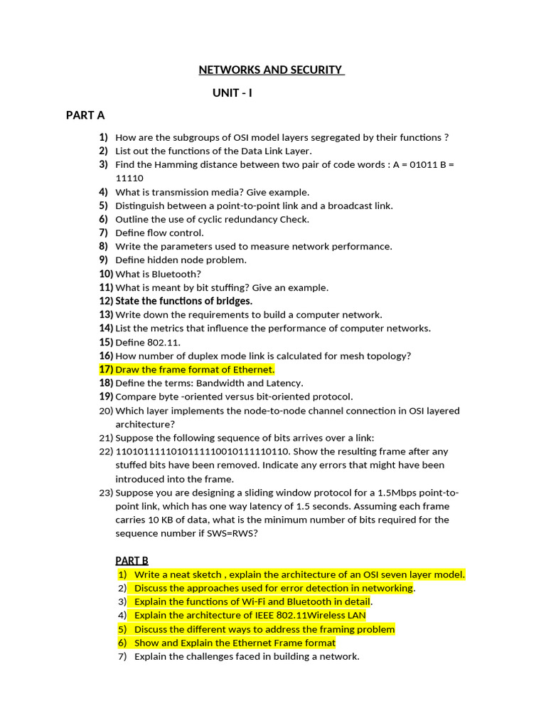 NETWORKS AND SECURITY IMPORTANT QUESTIONS | PDF | Transmission Control ...