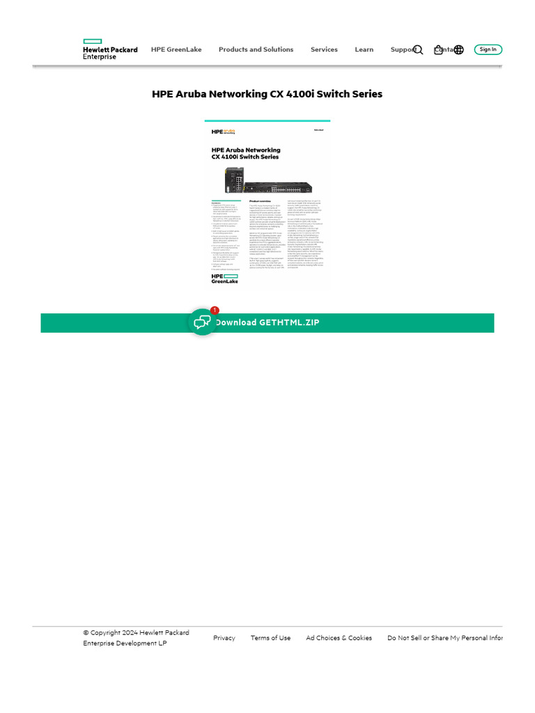 Hpe Aruba Networking CX 4100I Switch Series: Hpe Greenlake Products and ...
