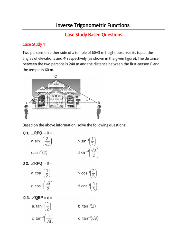 Inverse Trigo Case Study | PDF