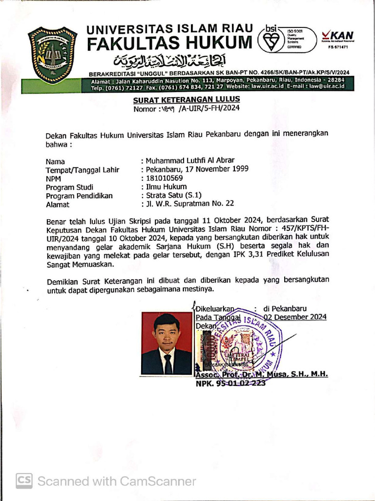 Surat Keterangan Lulus | PDF