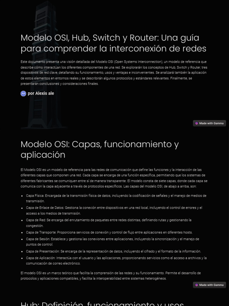 Modelo OSI Hub Switch y Router Una Guia para Comprender La Interconexion de Redes | PDF ...