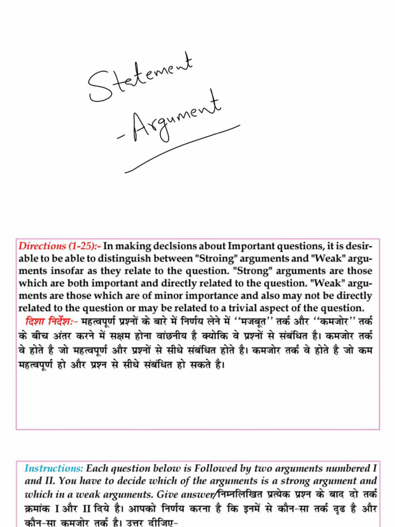 232 Reasoning Statement Argument Statement Argument Class No | PDF