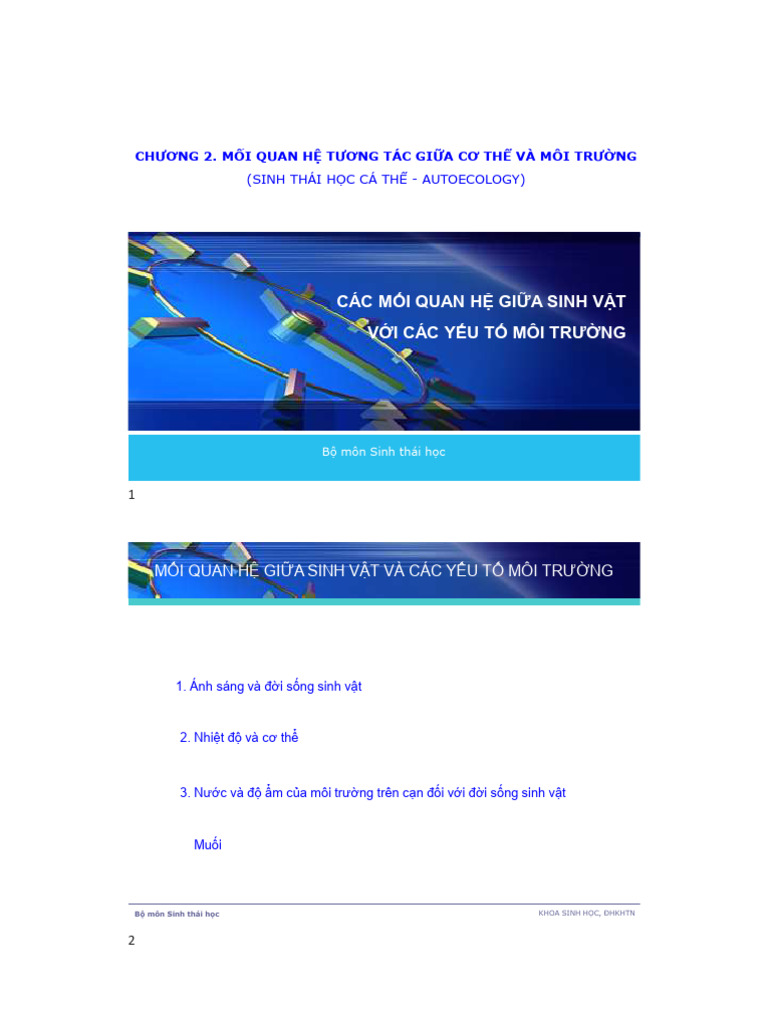 Bai giang 3 - Cac moi quan he SV-MT VO SINH-Lop CNSH | PDF